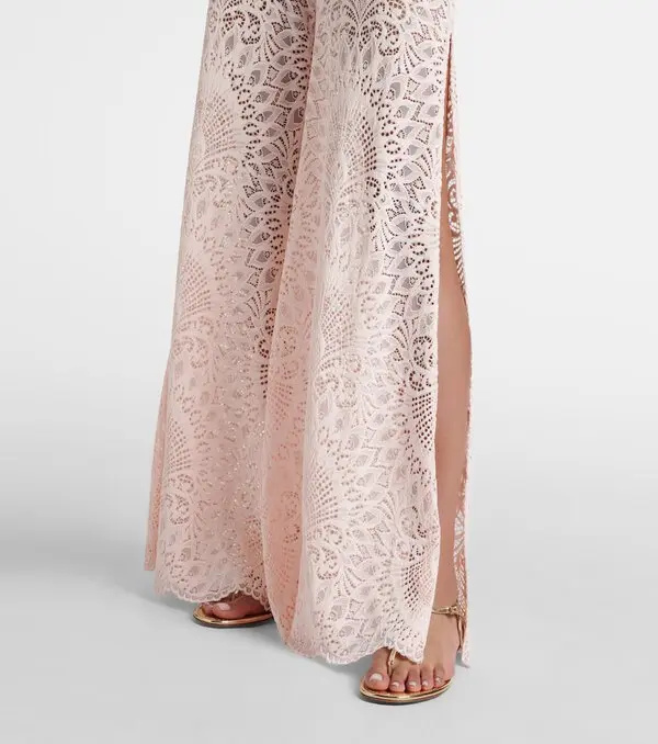 ALEXANDRA MIRO Paloma Lace Wide-leg Pants In Cream
