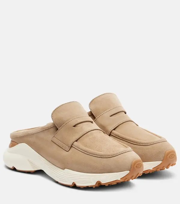 TOD'S Runner Suede Mules - Beige
