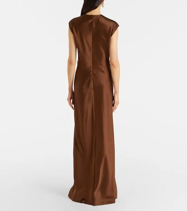 Veronica Beard Nelzy Silk-blend Satin Maxi Dress In Walnut