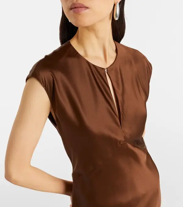 Veronica Beard Nelzy Silk-blend Satin Maxi Dress In Walnut