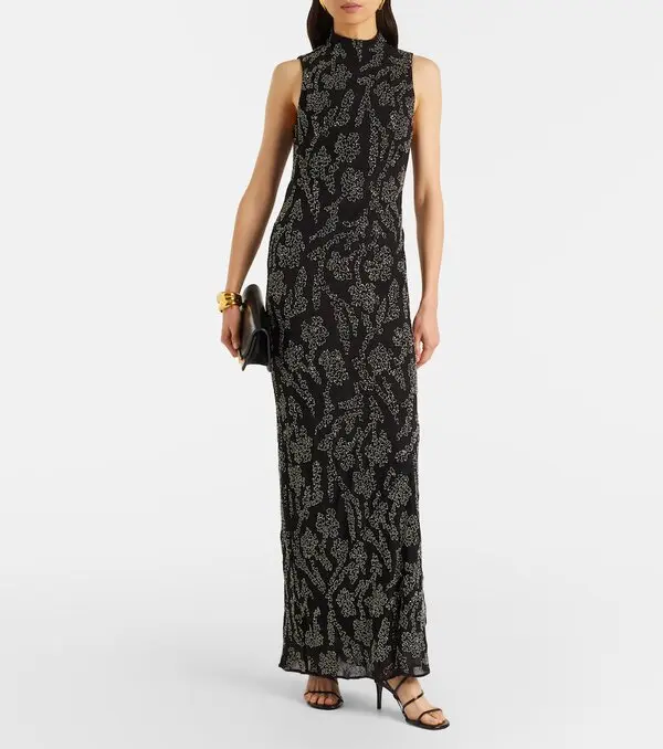 Veronica Beard Sylven Beaded Georgette Maxi Dress