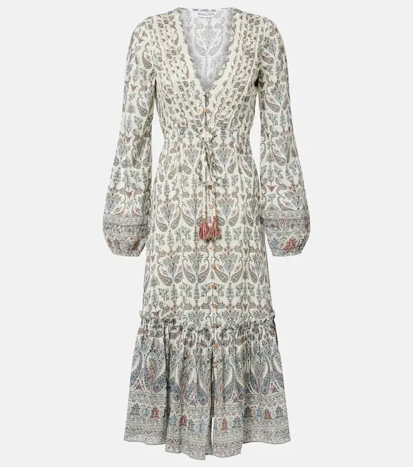 Veronica Beard Vani Paisley Ruffled Midi Dress - Multicoloured