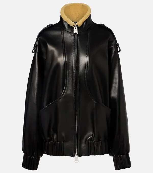 Khaite Sigi Shearling-trimmed Leather Jacket