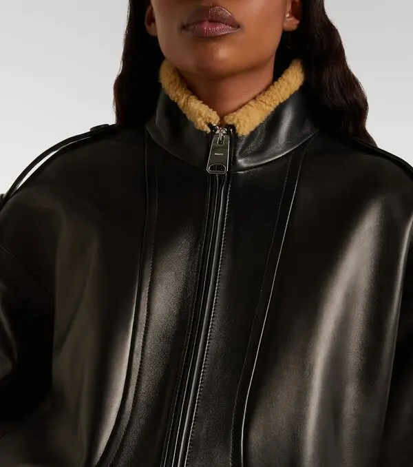 Khaite Sigi Shearling-trimmed Leather Jacket