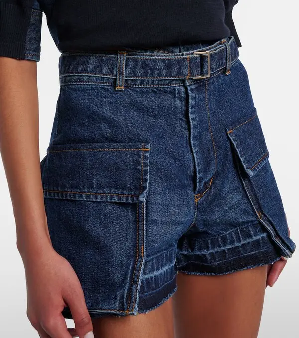 Sacai Belted Denim Shorts