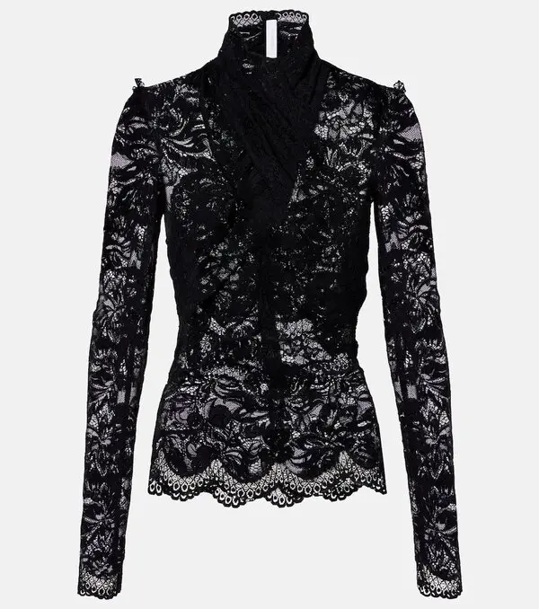 Rabanne Floral Lace Top - Black