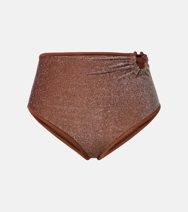 Johanna Ortiz Lame Bikini Bottoms - Brown