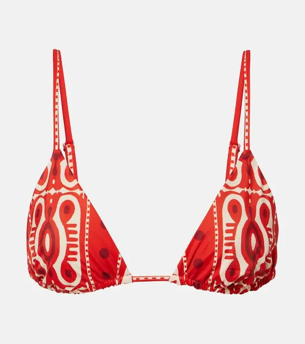 Johanna Ortiz Printed Bikini Top - Red