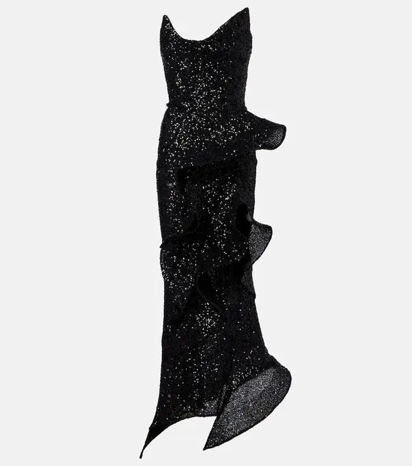 Maticevski Thistle Wave Ruffled Sequined Gown