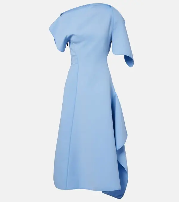 Maticevski Diadem Draped Midi Dress In Sky Bonded