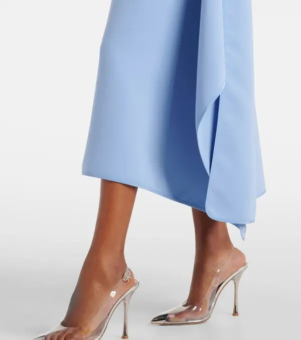 Maticevski Diadem Draped Midi Dress In Sky Bonded