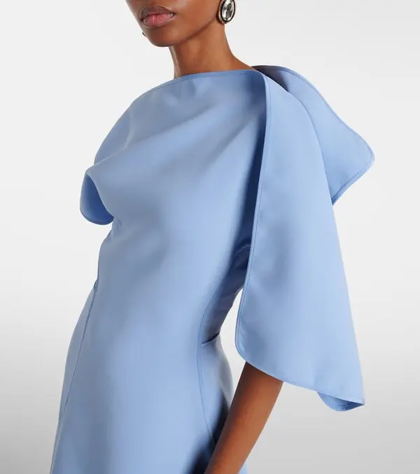 Maticevski Diadem Draped Midi Dress In Sky Bonded