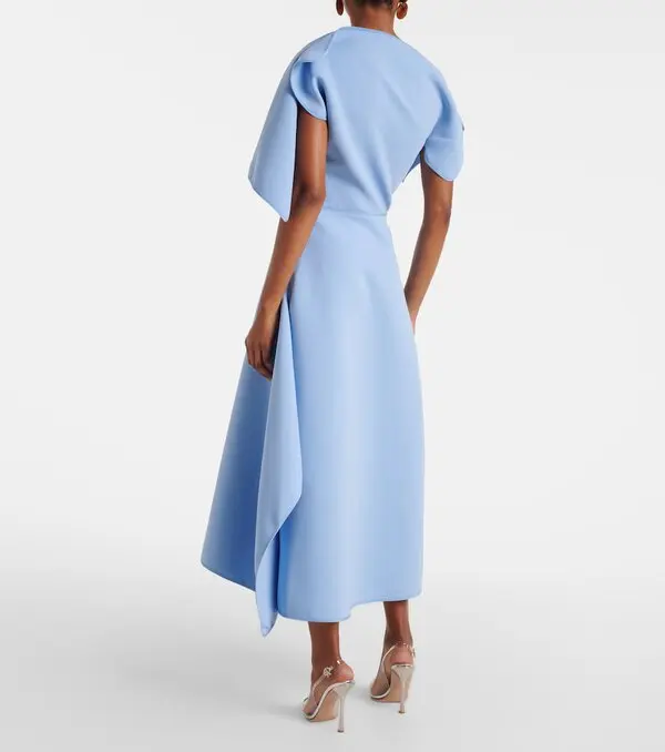 Maticevski Diadem Draped Midi Dress In Sky Bonded
