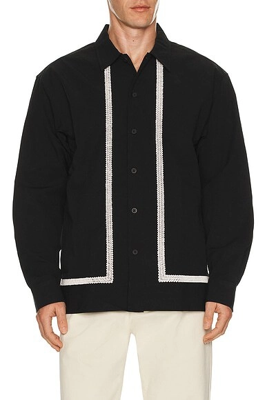 Nn07 Reed Embroidered Button Up Overshirt