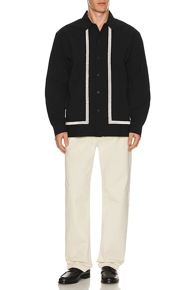 Nn07 Reed Embroidered Button Up Overshirt