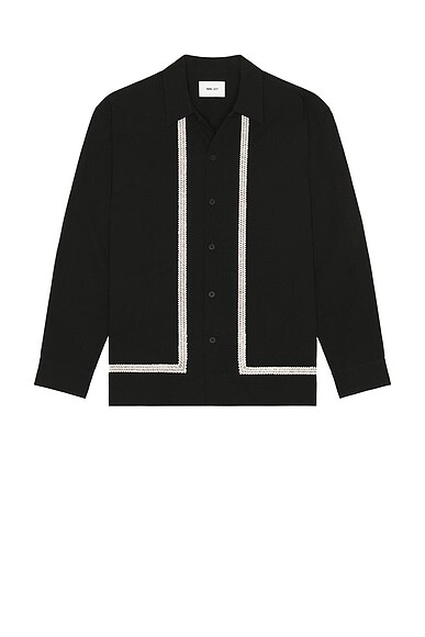 Nn07 Reed Embroidered Button Up Overshirt