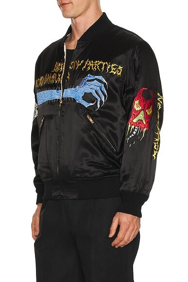 WACKO MARIA X Neck Face Embroidered Bomber Jacket