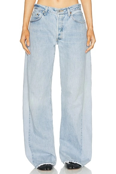 ALIGRACE Retro Oversized Wide Leg Jeans - Light