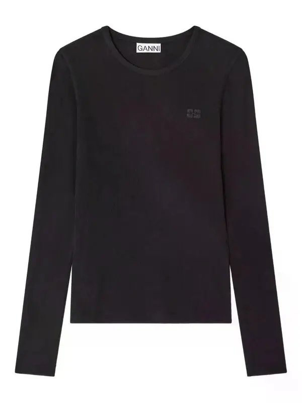 GANNI Rib Long-sleeve T-shirt - Black
