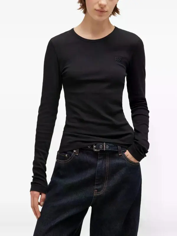 GANNI Rib Long-sleeve T-shirt - Black