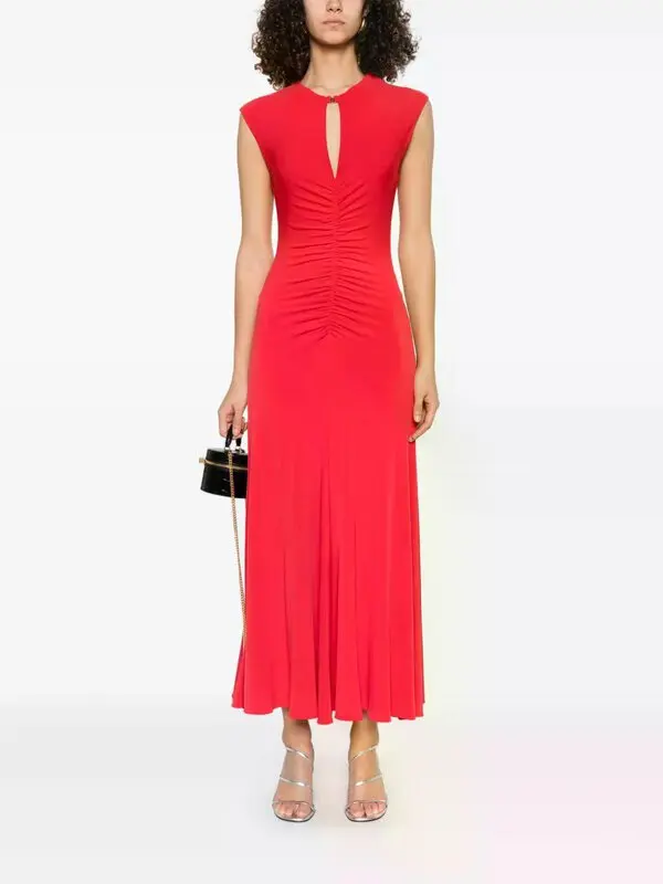 NISSA Sleeveless V-neck Ruched Maxi Dress