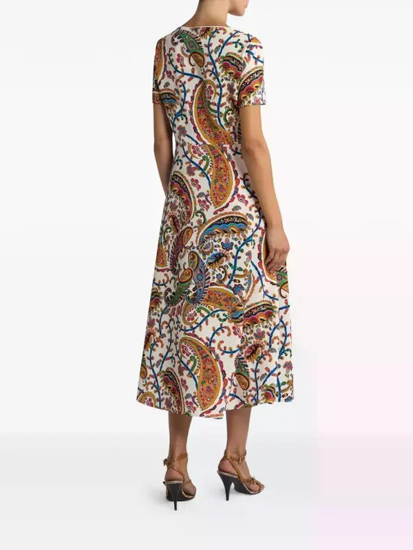 Etro Paisley Print Midi Dress - Neutrals