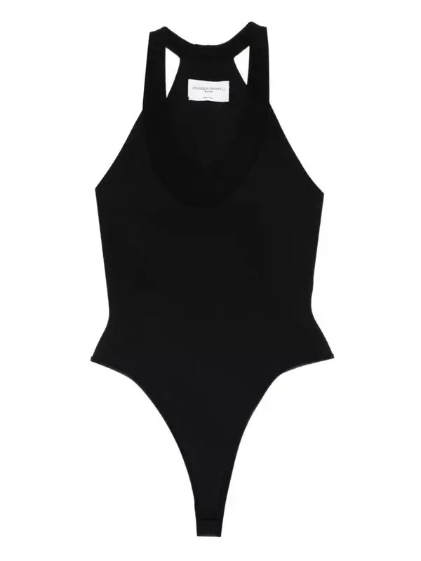 Brandon Maxwell Ribbed Knit Bodysuit - Black