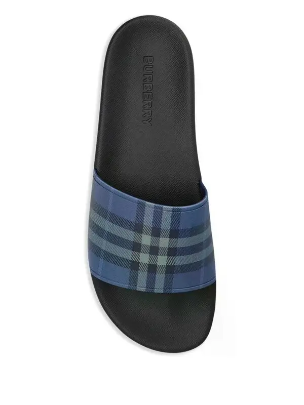 Burberry Checked Flip-flops - Blue