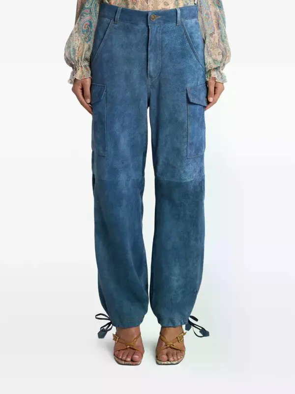 Etro Suede Cargo Trousers With Drawstring Detail
