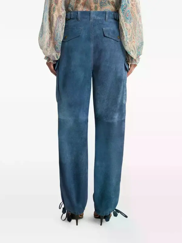 Etro Suede Cargo Trousers With Drawstring Detail