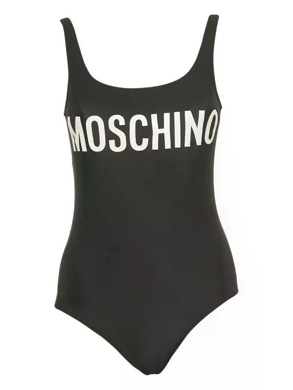 Moschino Print Scoop Neck Swimsuit - Black