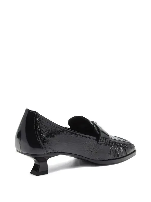 DIESEL® D-amber Moc Heeled Pumps With Metal Plaque Penny Strap - Black