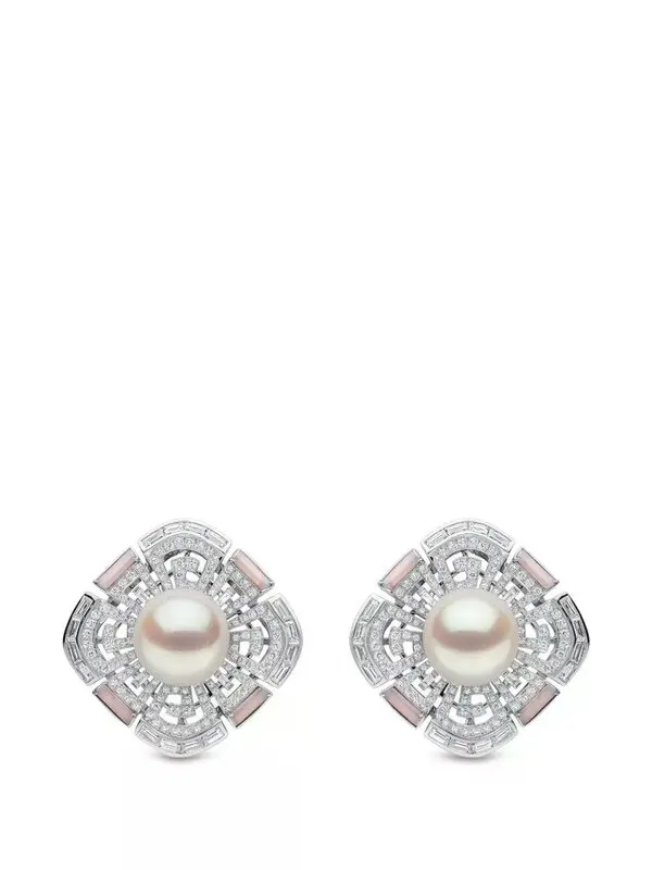 Yoko London Cleopatra South Sea Pearl And Diamond Earrings - Silver