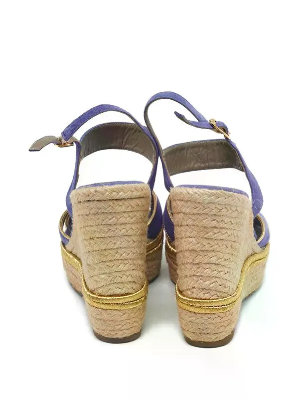 Versace Suede Wedge Sandals With Criss-cross Straps