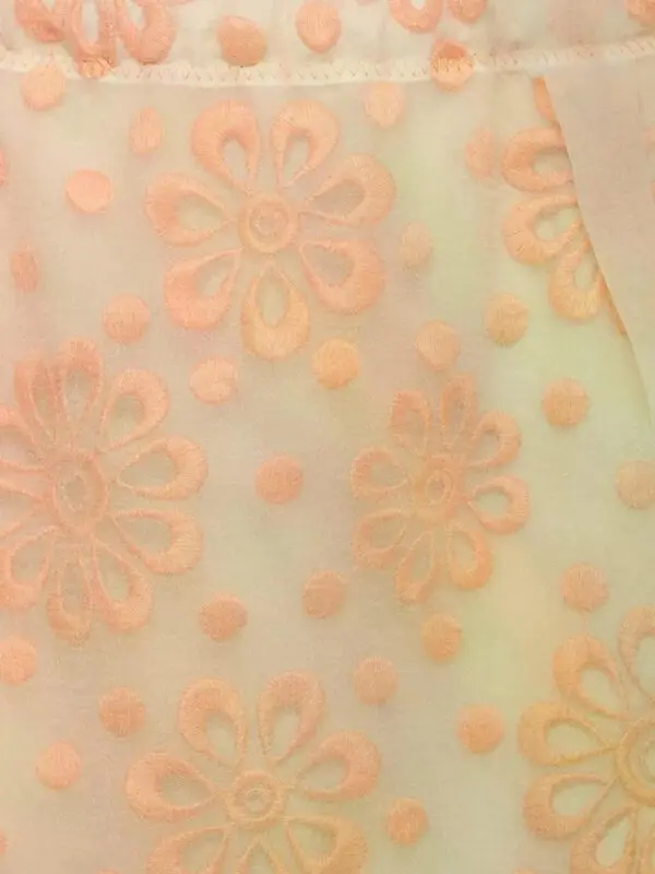 LOUIS VUITTON Floral Embroidered Organza Pencil Skirt - Neutrals