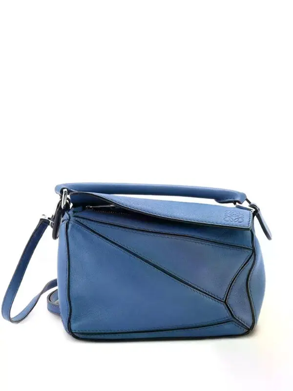 Loewe Puzzle Bag Leather Mini Crossbody Bag - Blue