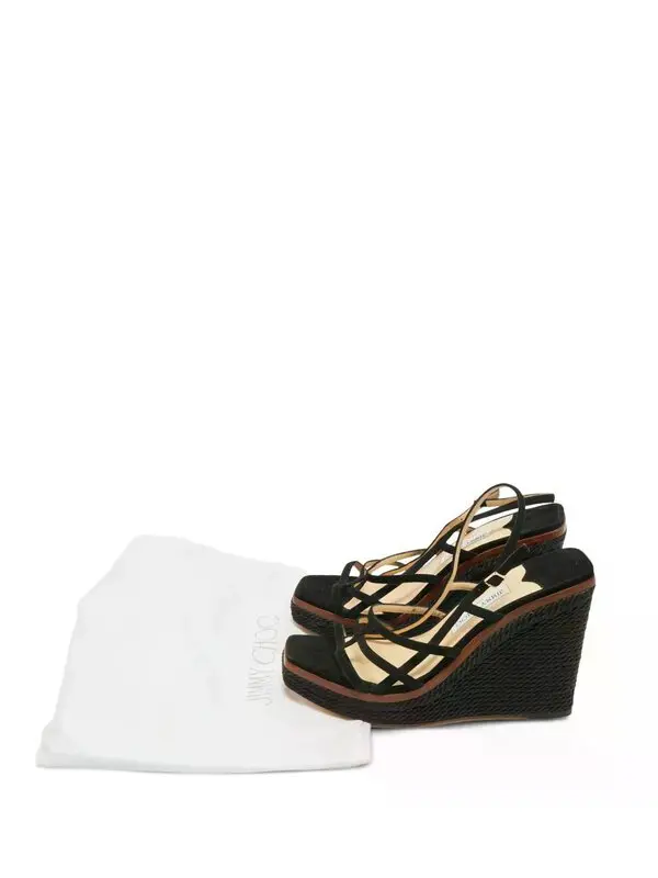 JIMMY CHOO Caged Suede Wedge Sandals