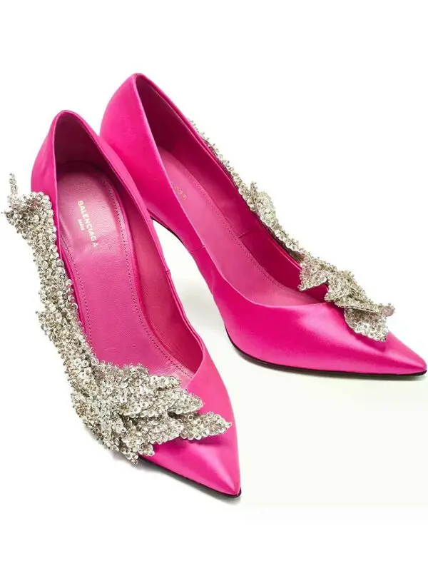 Balenciaga Sequin-embellished Pointed Toe Heeled Pumps - Pink