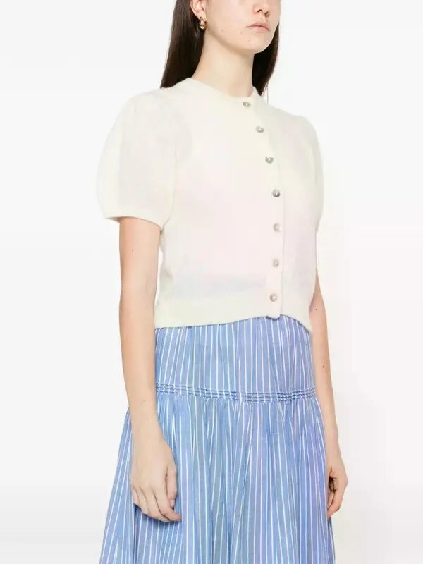 DÔEN Anisa Puff-sleeve Cardigan - Neutrals
