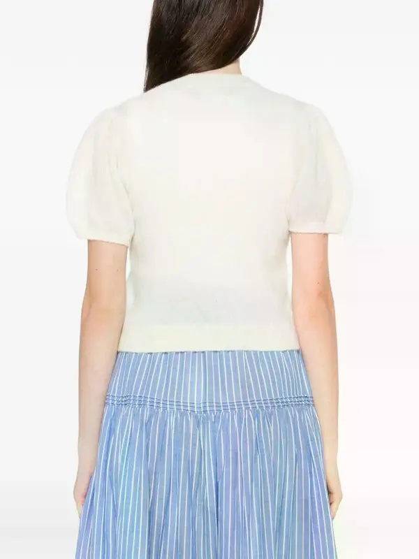 DÔEN Anisa Puff-sleeve Cardigan - Neutrals