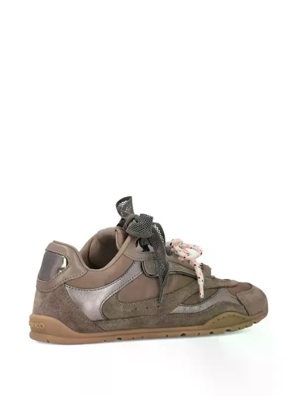 Pinko Lace-up Sneakers With Bow Detailing - Brown