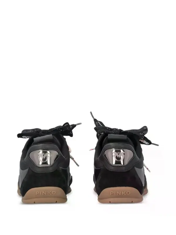Pinko Lace-up Panelled Technical Fabric, Suede, And Leather Sneakers