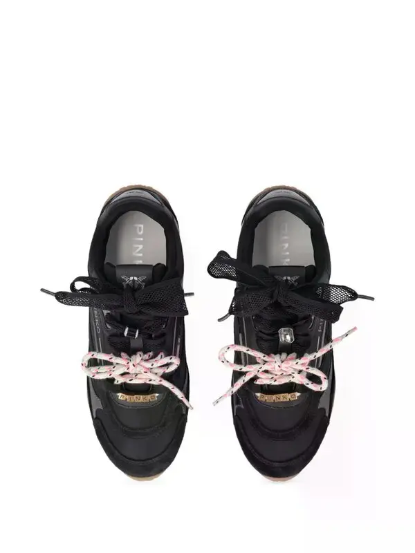 Pinko Lace-up Panelled Technical Fabric, Suede, And Leather Sneakers