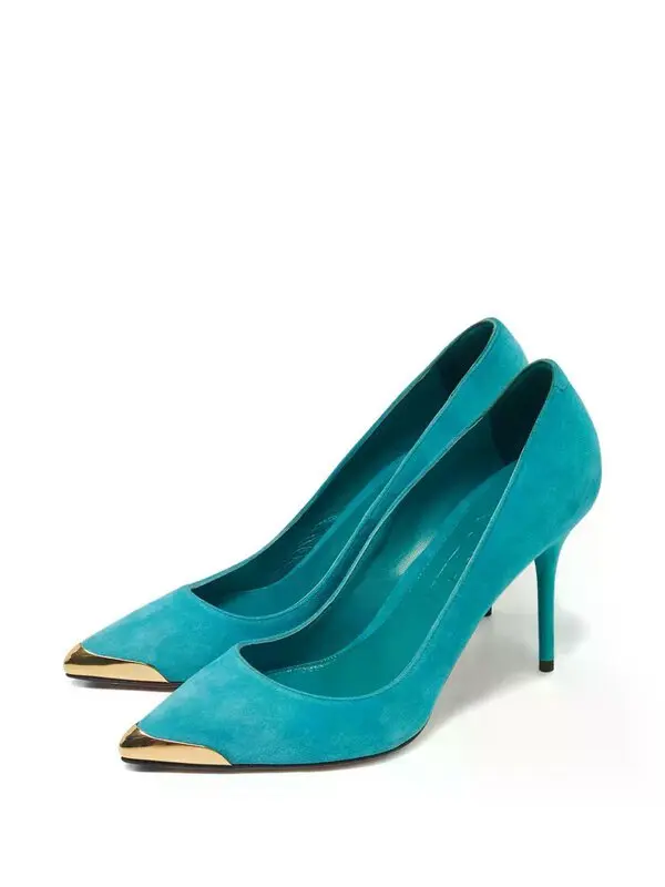 Alexander McQueen Suede Pointed-toe Stiletto Pumps With Gold-tone Toecap