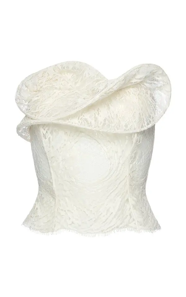 Magda Butrym Sculpted Rosette Corset Top - Ivory
