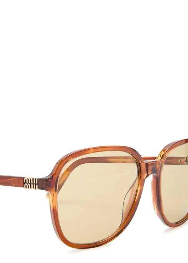Miu Miu Acetate Square Frame Sunglasses - Brown