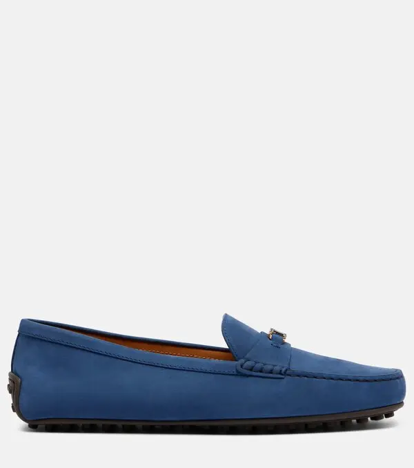 TOD'S Suede Loafers With Gold Hardware