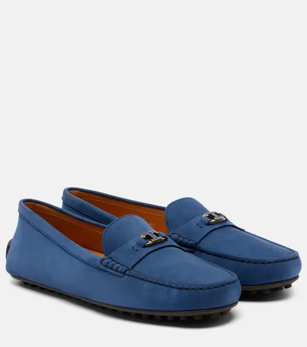 TOD'S Suede Loafers With Gold Hardware