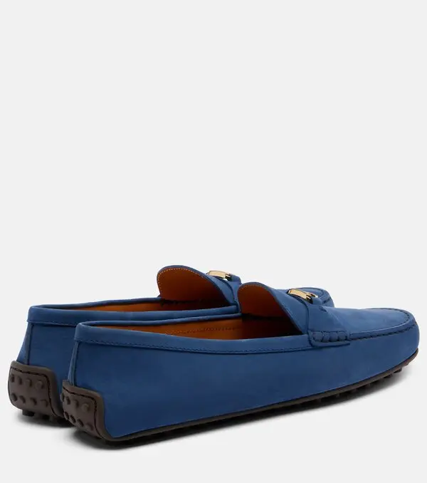 TOD'S Suede Loafers With Gold Hardware