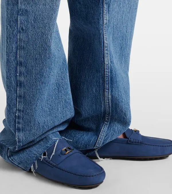 TOD'S Suede Loafers With Gold Hardware